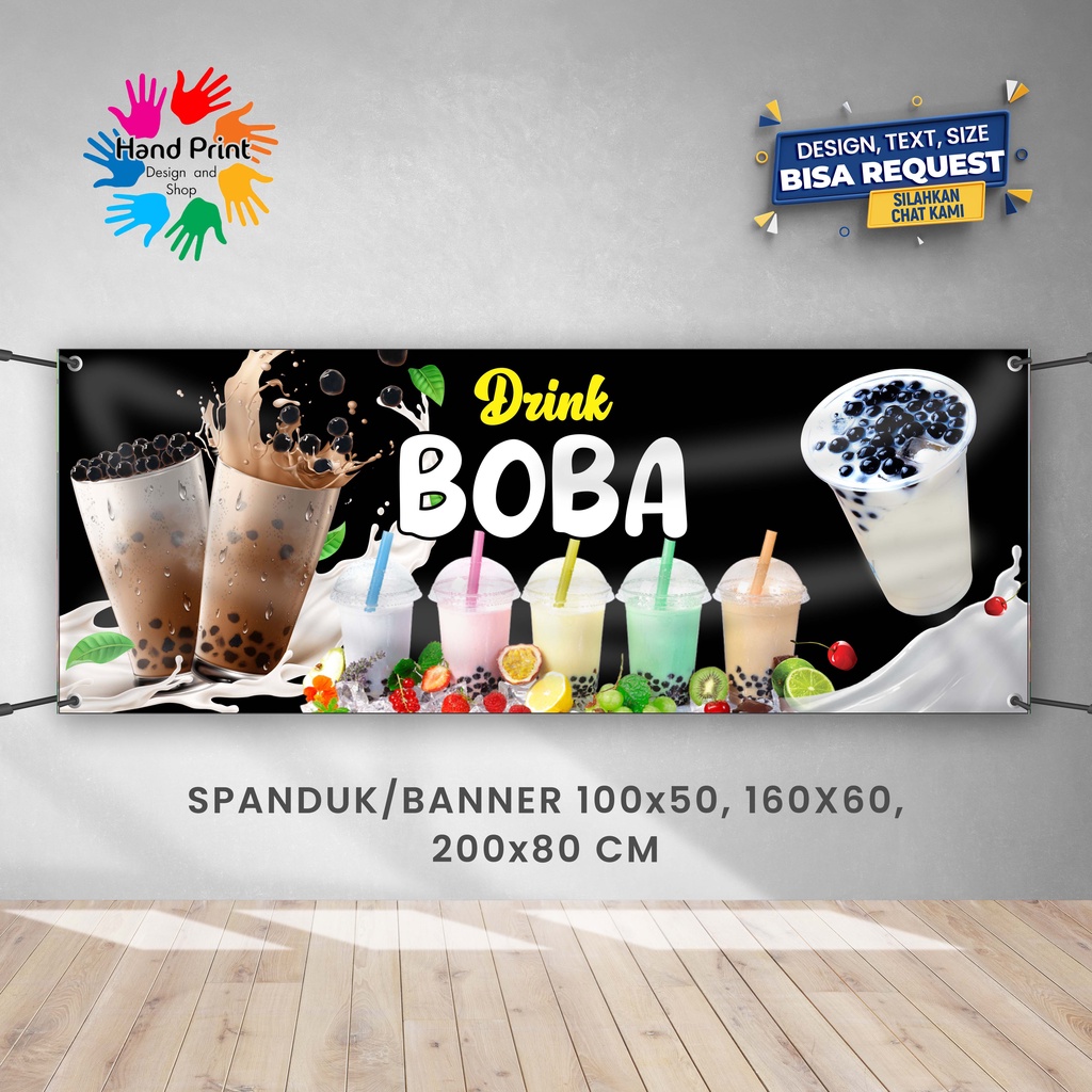 Jual Spanduk Banner Es Boba Hitam D Gratis Memesan Desain | Shopee ...