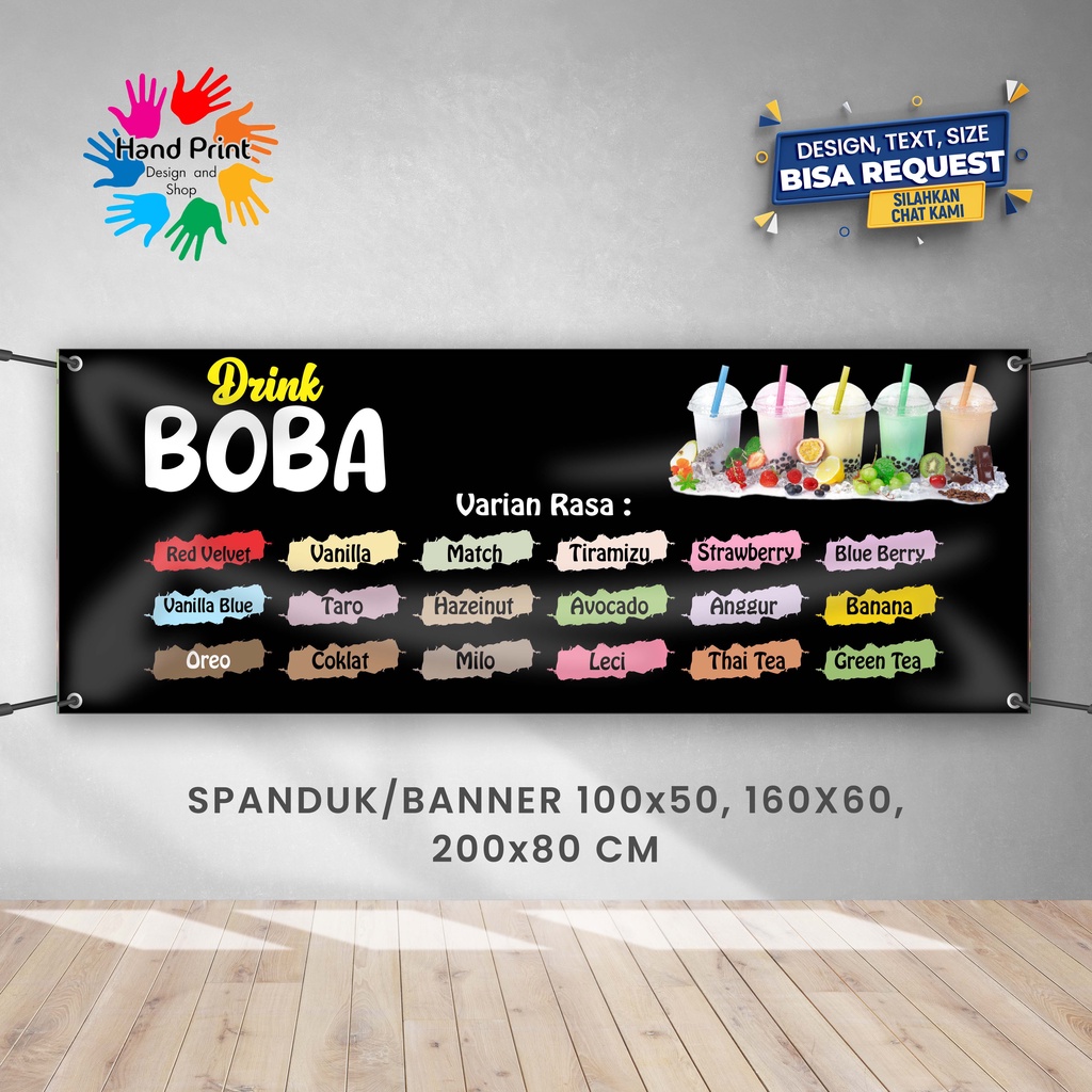 Jual Spanduk Banner Es Boba Hitam A Gratis Memesan Desain | Shopee ...