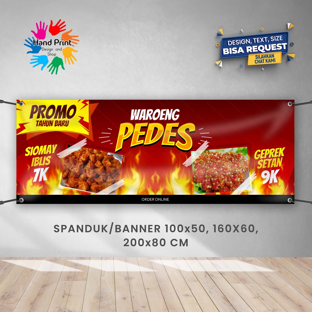 Jual Spanduk Banner Warung Pedas Geprek Siomay Gratis Memesan Desain ...