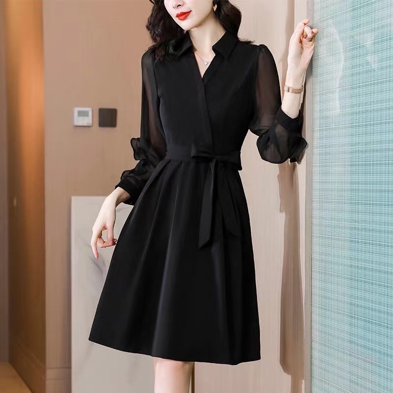 Jual FAN 2024 Gaun Lengan Panjang Hitam Sifon Sifon Korea Baru/dress ... Jual FAN 2024 Gaun Lengan Panjang Hitam Sifon Sifon Korea Baru/dress ...