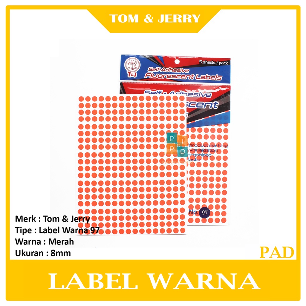Jual TOM & JERRY - Color Dot Labels 97 Warna Merah - Pad | Shopee Indonesia