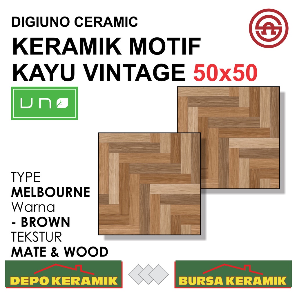 Jual Keramik Motif Kayu 50x50 MELBOURNE BROWN -UNO- Matt&Wood | Shopee Indonesia