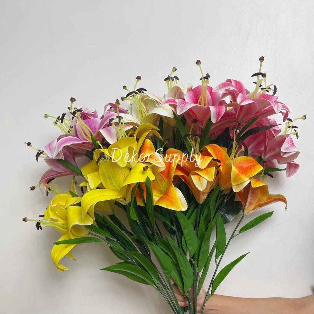 Jual Bunga Tiger Lily Besar 7 Cabang Bunga Artificial Import Dekorasi ...