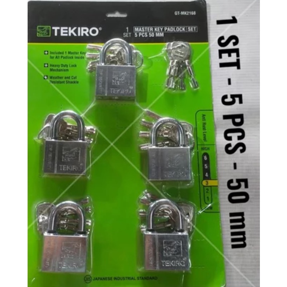 Jual Tekiro Gembok Master Key SET 5 Pcs 50 MM / Heavy Duty Padlock SET ...