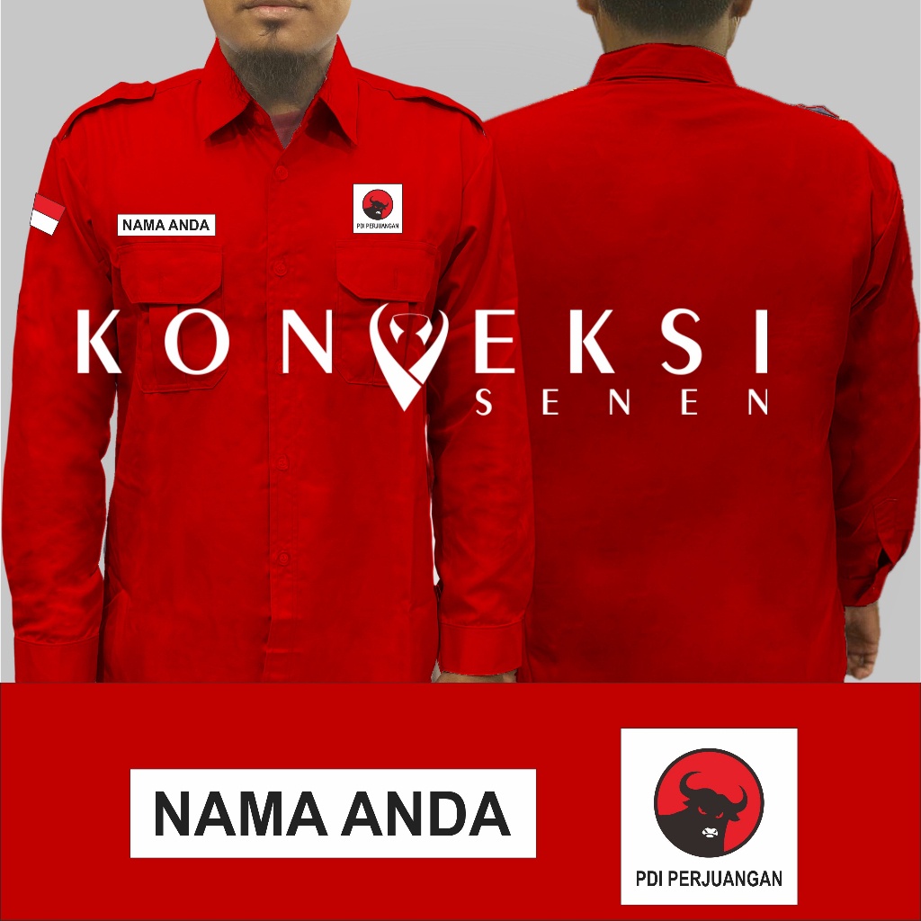 Jual kemeja partai PDI terbaru baju partai PDi seragam partai pdi ...