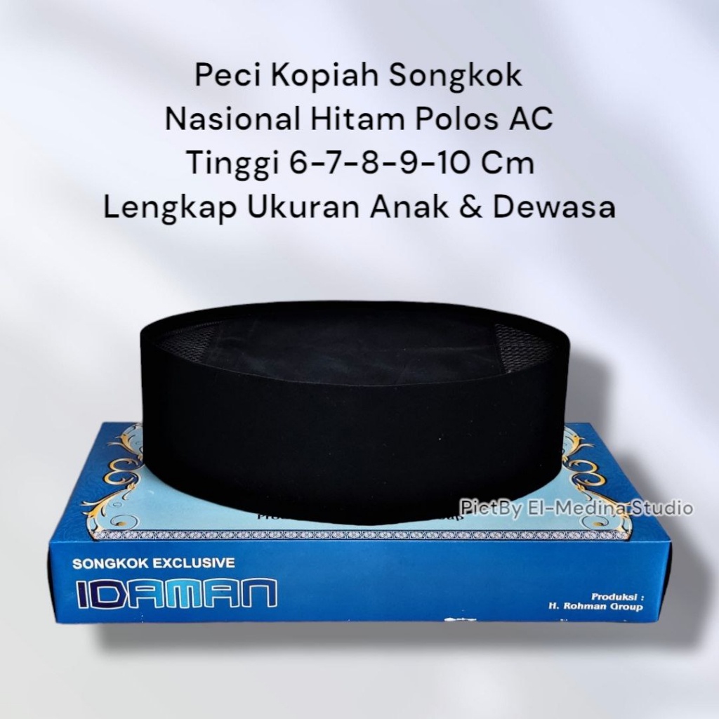 Jual Murah Peci Kopiah Hitam Polos Dewasa Songkok Nasional Lengkap Tinggi Dan Ukuran Kopeah SNI ...