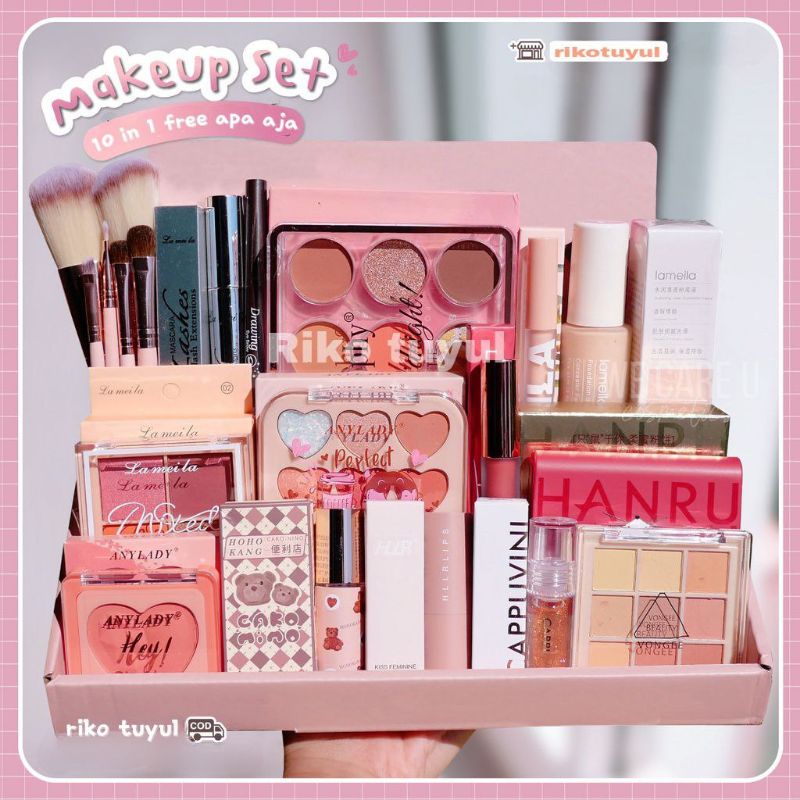 Jual PAKET SET MAKE UP 10 IN 1 SET LENGKAP FREE BANYAK - PAKET MAKEUP ...