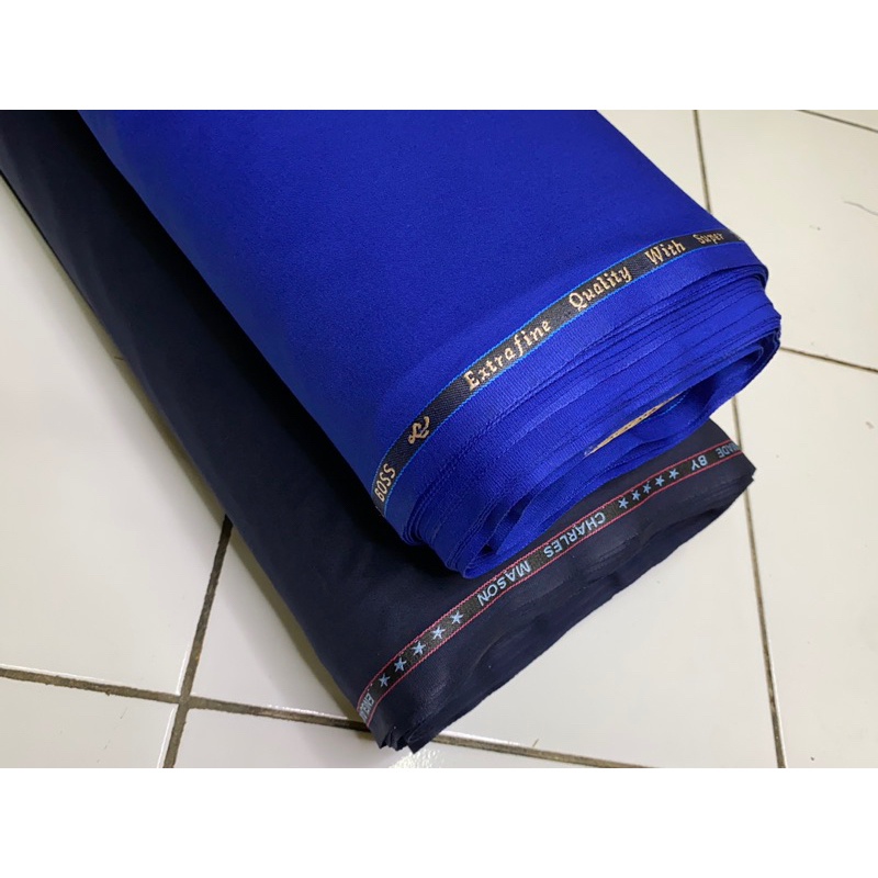 Jual Bahan kain katun navy dan biru benhur wool and slik adem 100 ...