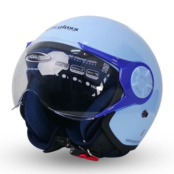 Jual Helm Cargloss YRH Light Blue | Helm Hijab Half Face Biru | Shopee ...