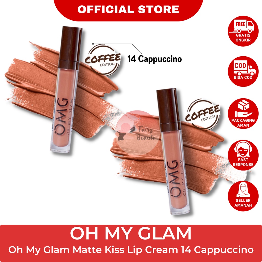 Jual OMG OH MY GLAM Matte Kiss Lip Cream 14 Cappuccino 3.5 g - Lipstick ...