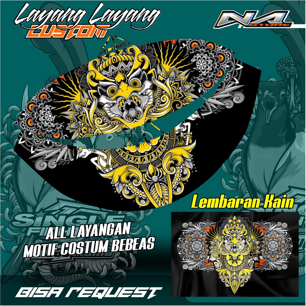 Jual Sampul Kain Layangan Motif Custom Full Printing Bahan Satin Peles ...