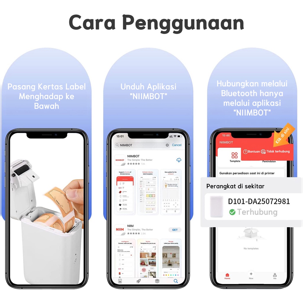 Jual NIIMBOT D101 Label Printer dengan, Mesin Pembuat Label Pintar ...