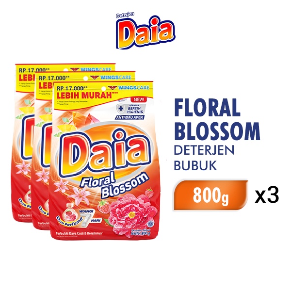 Jual Daia Deterjen Bunga 800 gr - Triple Pack | Shopee Indonesia