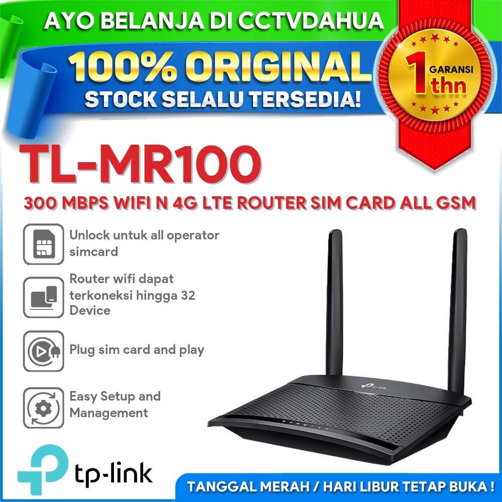 Jual TP-LINK TL-MR100 300 MBPS WIFI N 4G LTE ROUTER SIM CARD ALL GSM ...