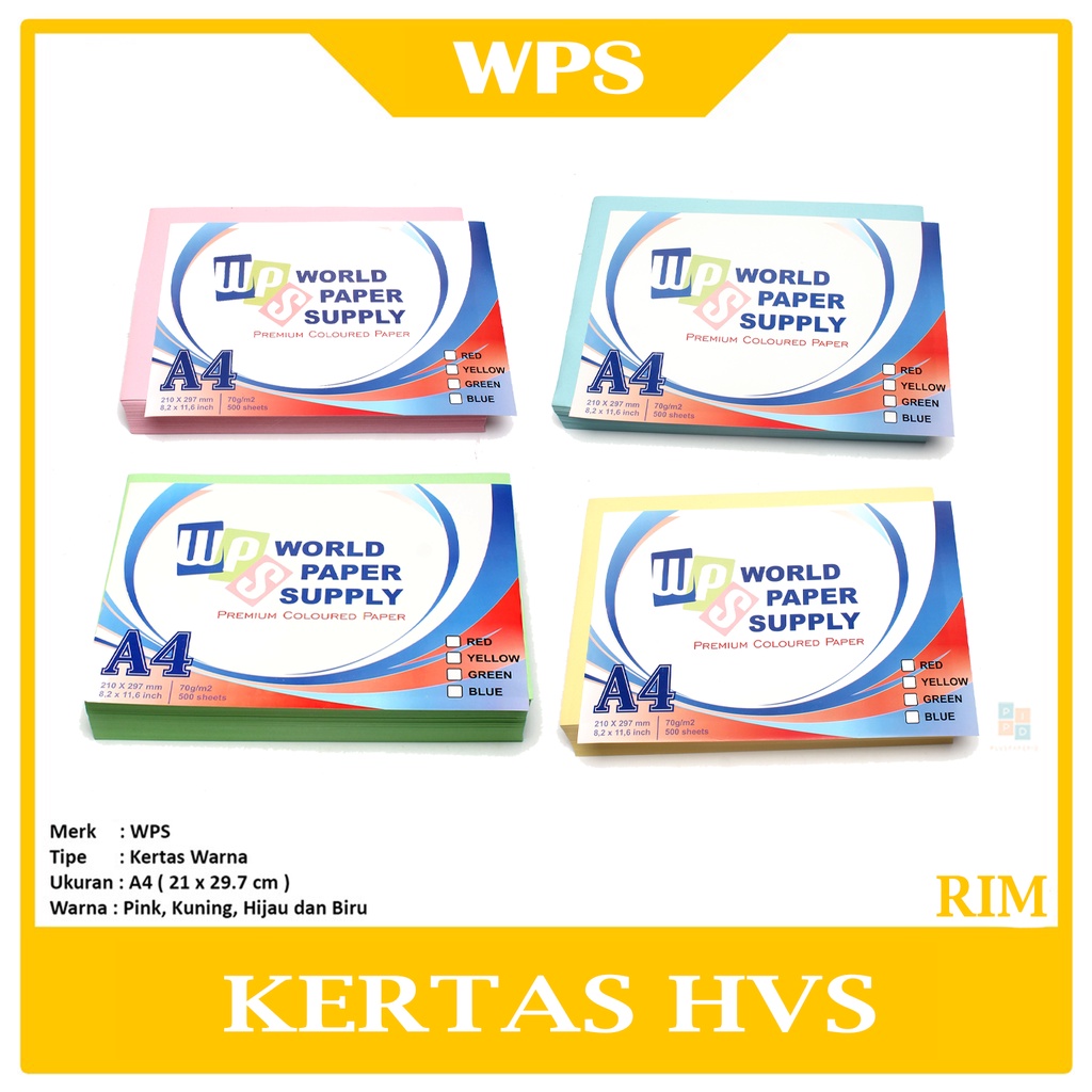 Jual WPS - Kertas Hvs A4 Warna 70gr - Rim | Shopee Indonesia