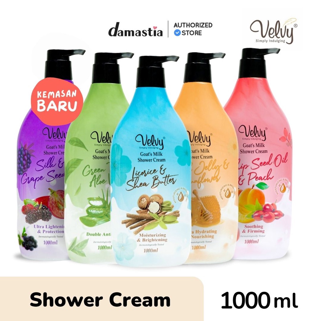 Jual Velvy Shower Cream Sabun Mandi Susu Kambing - 1000ml | Shopee ...