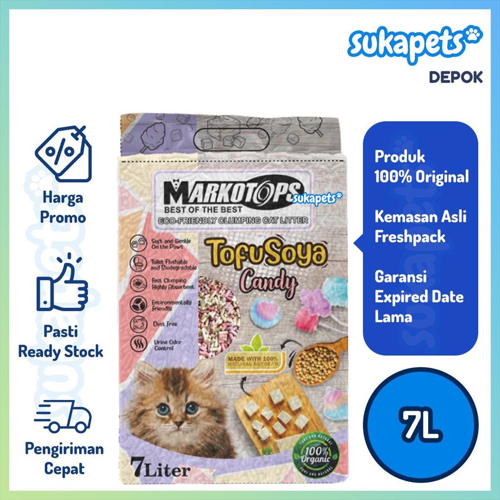 Jual Markotops Tofu Soya Pasir Kucing Gumpal Cat Litter Candy 7L ...