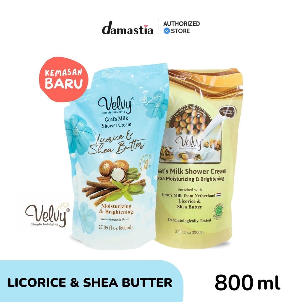 Jual Velvy Goats Milk Shower Cream Licorice & Shea Butter REFILL 800ml ...