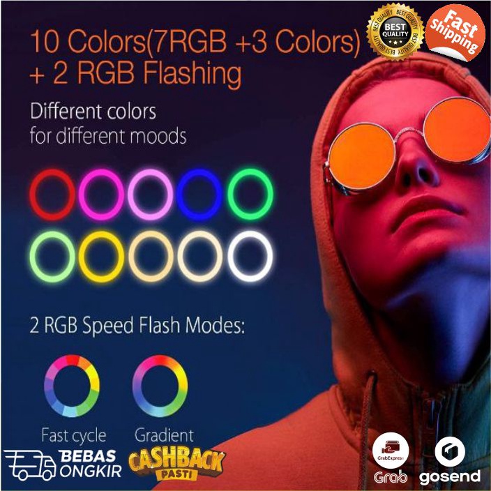 Jual Ringlight Rainbow RGB LED Lampu Tripod Selfie Lamp Ring Light ...