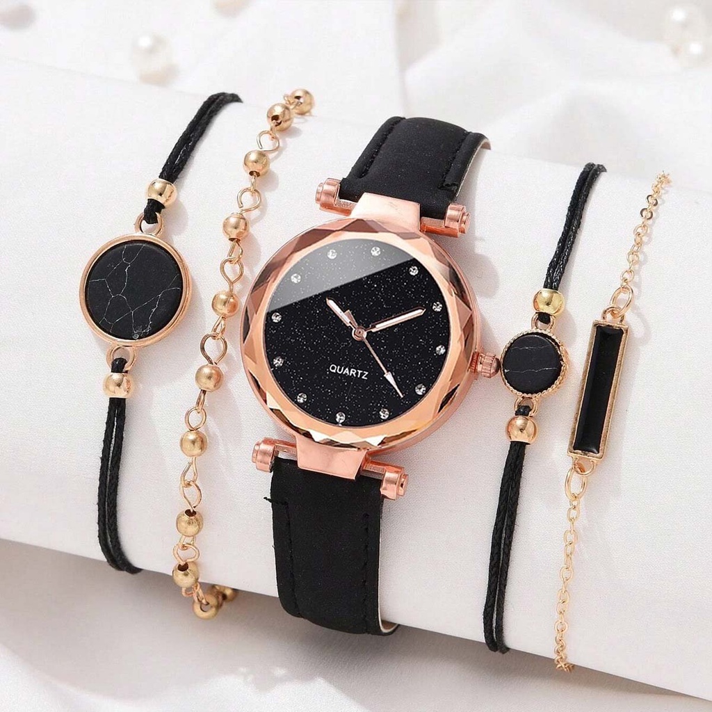 Jual Set Gelang Jam Tangan Mode Wanita Gelang Jam Tangan Kuarsa Tali ...