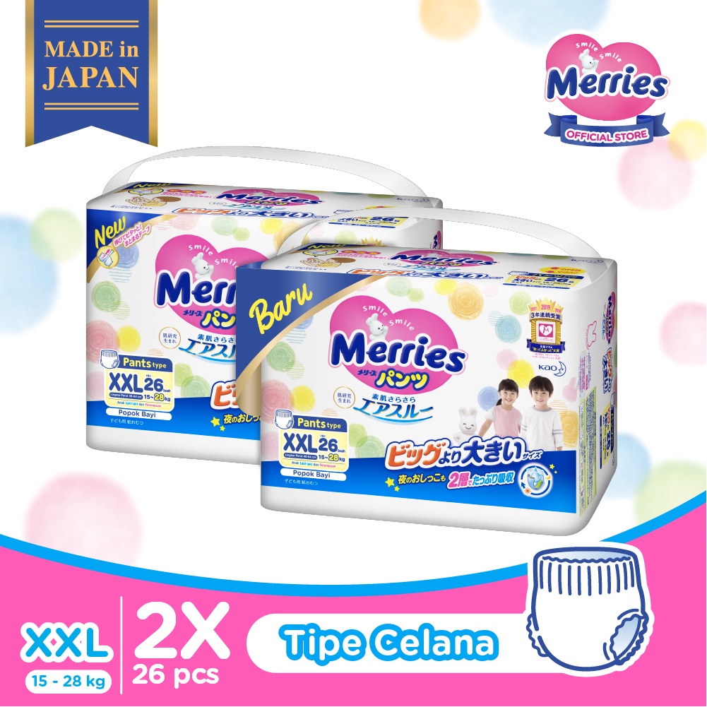 Jual Merries Premium Popok Bayi Celana XXL 26 x2 | Shopee Indonesia