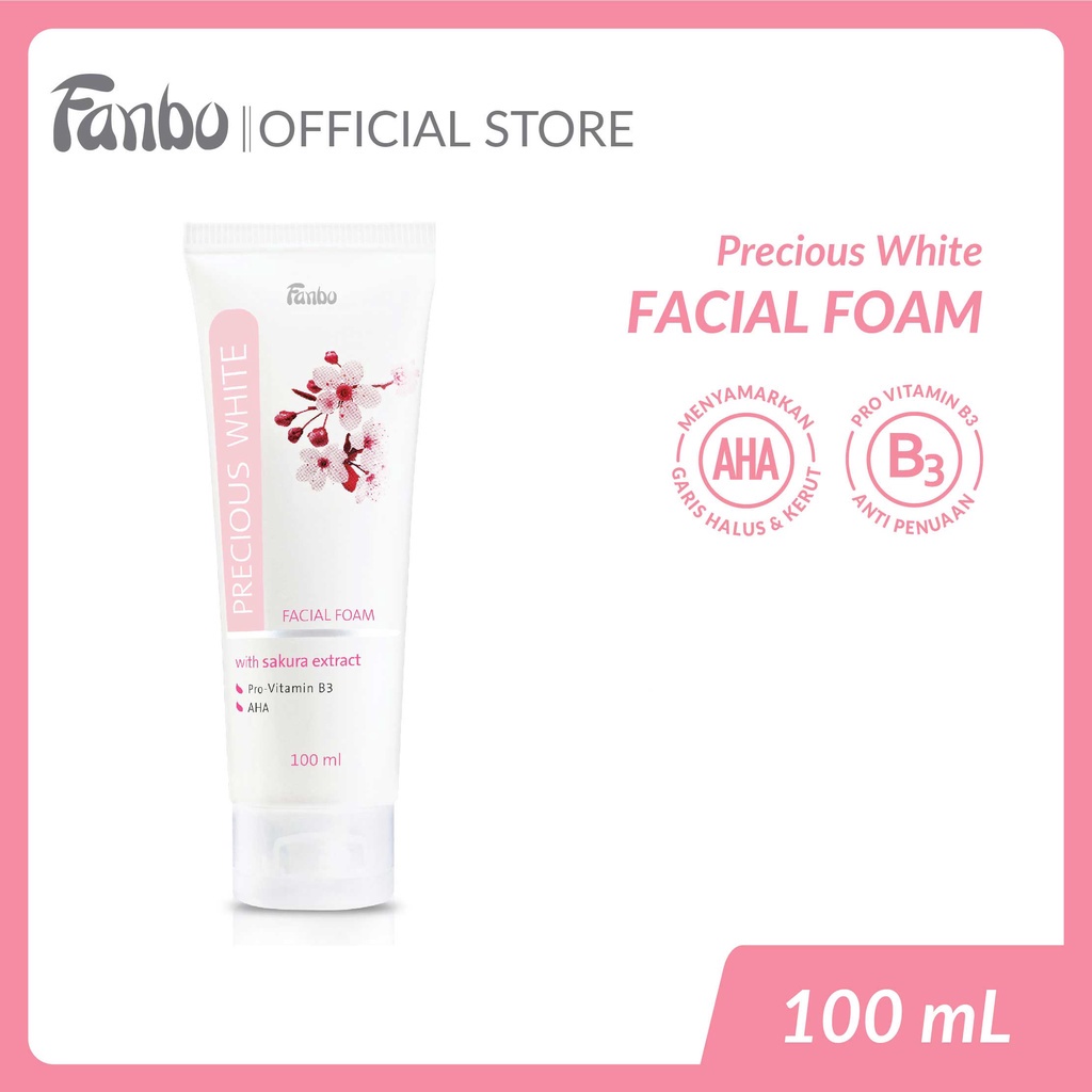 Jual FANBO PRECIOUS WHITE FACIAL FOAM WITH SAKURA EXTRACT 100ML ...