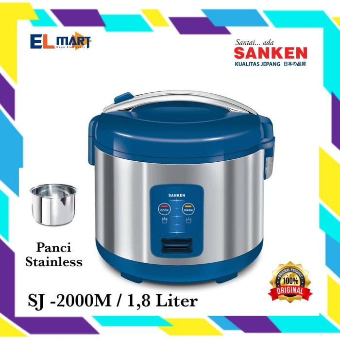 Jual Sanken Magic Com Stainless 1,8L Rice Cooker 1,8 Liter SJ 2000M ...