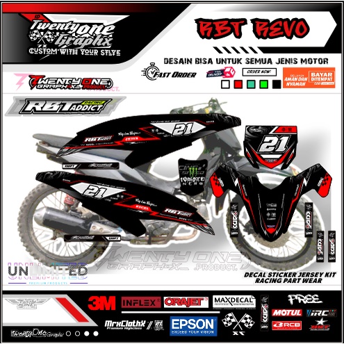 Jual DECAL RBT Revo Fi injeksi new desgn STICKER TRAIL CUSTOM bebek std ...