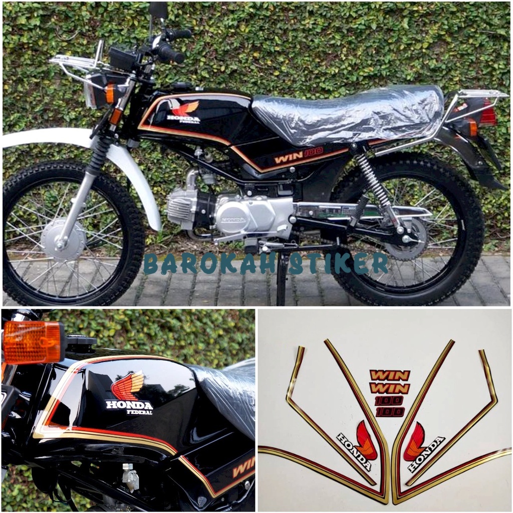 Jual Striping Stiker Polet list motor honda win 100 hitam lis gold list ...