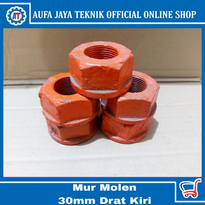 Jual mur molen semen drat kiri 30mm topi/mur genthong molen aduk ...