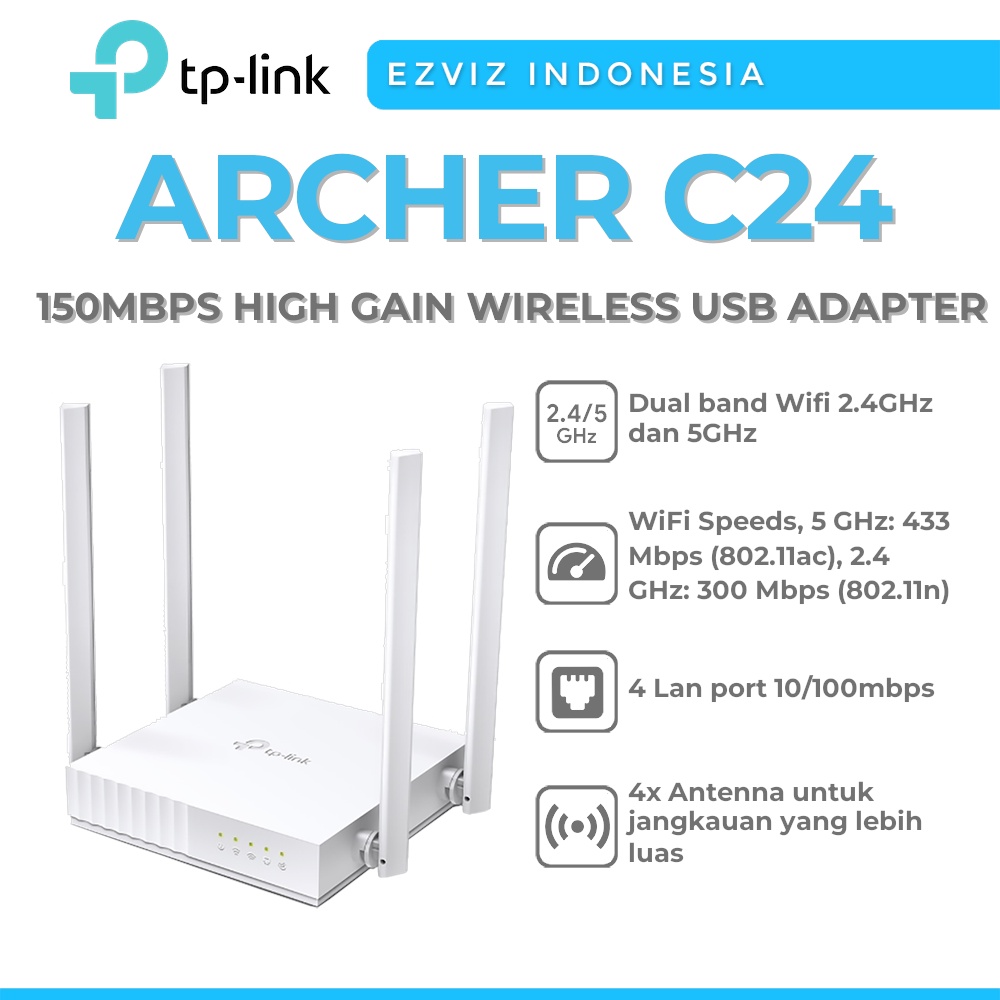 Jual TP-LINK C24 AC750 DUAL-BAND WIFI ROUTER HIGH SPEED | Shopee Indonesia