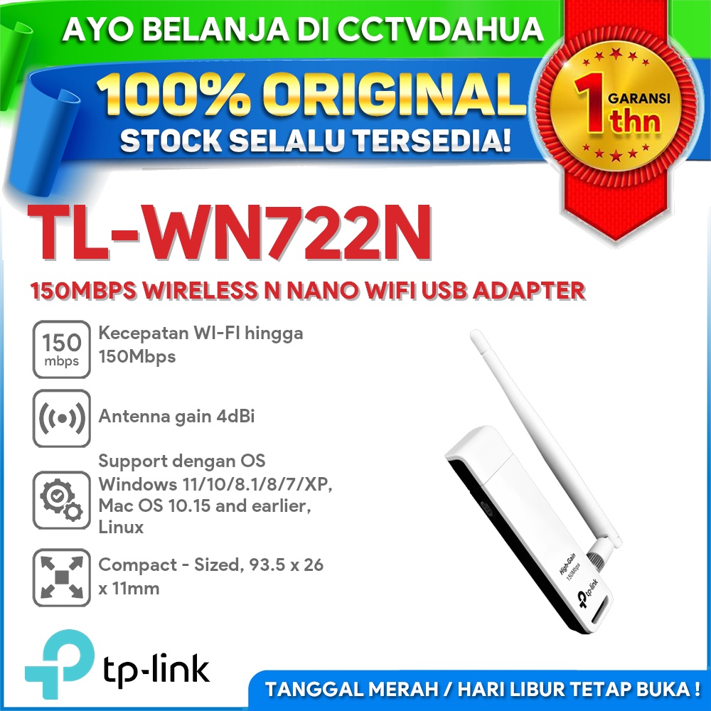 Jual TP-LINK TL-WN722N 150MBPS HIGH GAIN WIRELESS WIFI USB ADAPTER ...