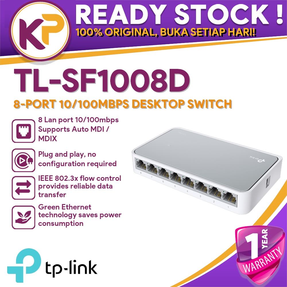 Jual TP-LINK TL-SF1008D 8-PORT 10/100MBPS DESKTOP SWITCH GARANSI RESMI ...