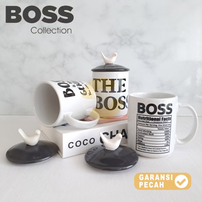 Jual HOMECO 1pcs Mug 11oz BOSS Collection With Lid Gelas Minum Mug ...