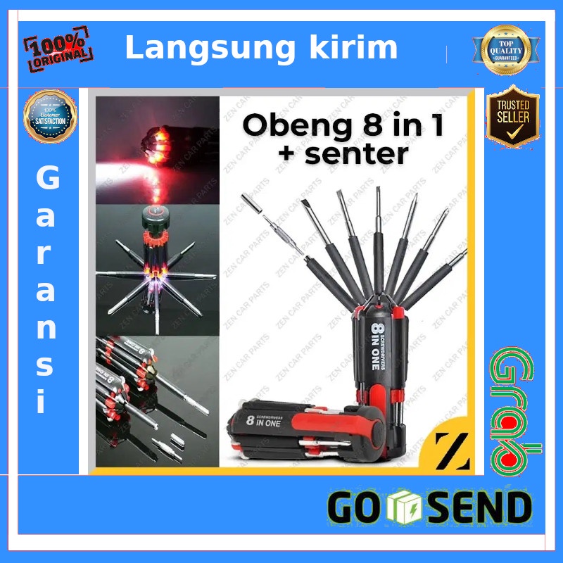Jual Obeng Senter Set 8 in 1 Hp Kunci Lengkap Murah Berkualitas Magnet ...
