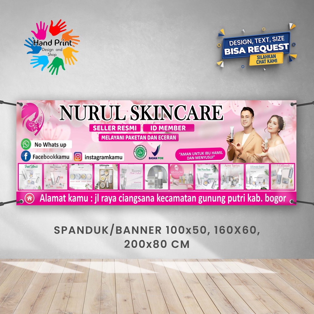 Jual Spanduk Banner Ms Glow Skincare Pink C Gratis Memesan Desain ...