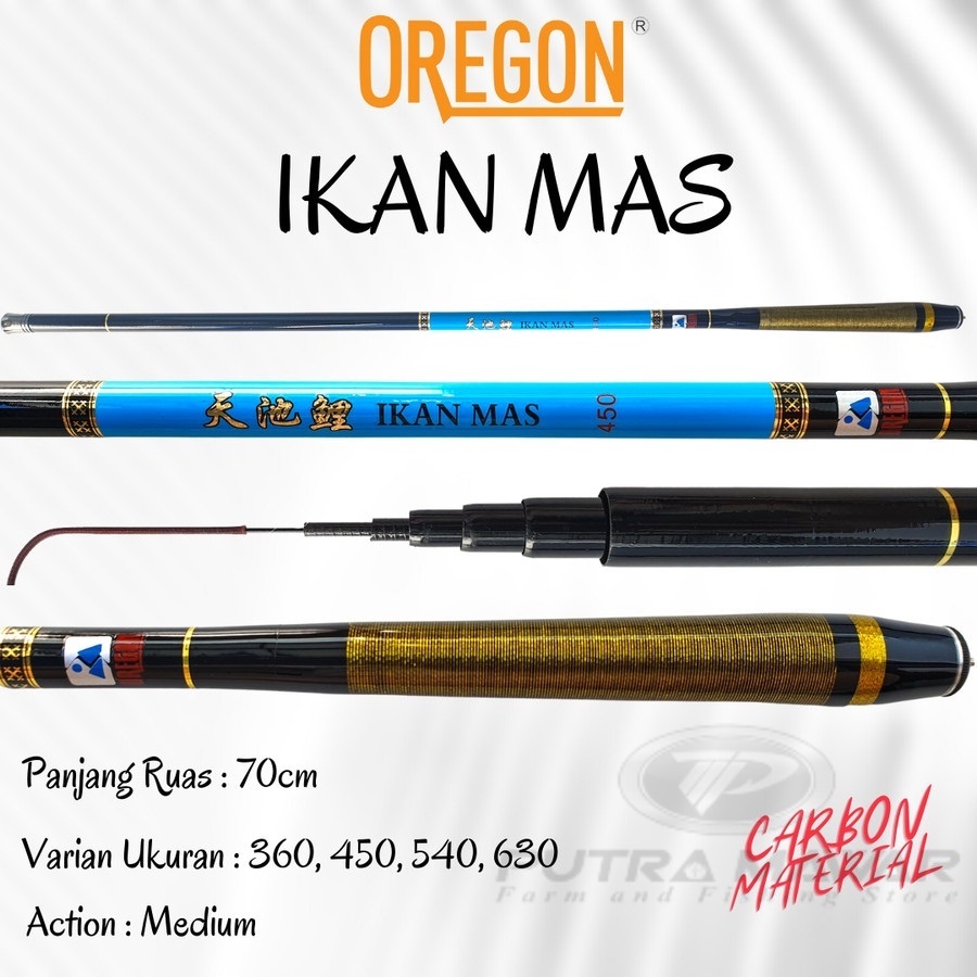 Jual Joran Tegek Carbon Oregon Ikan Mas 360 450 540 630 Action Medium ...