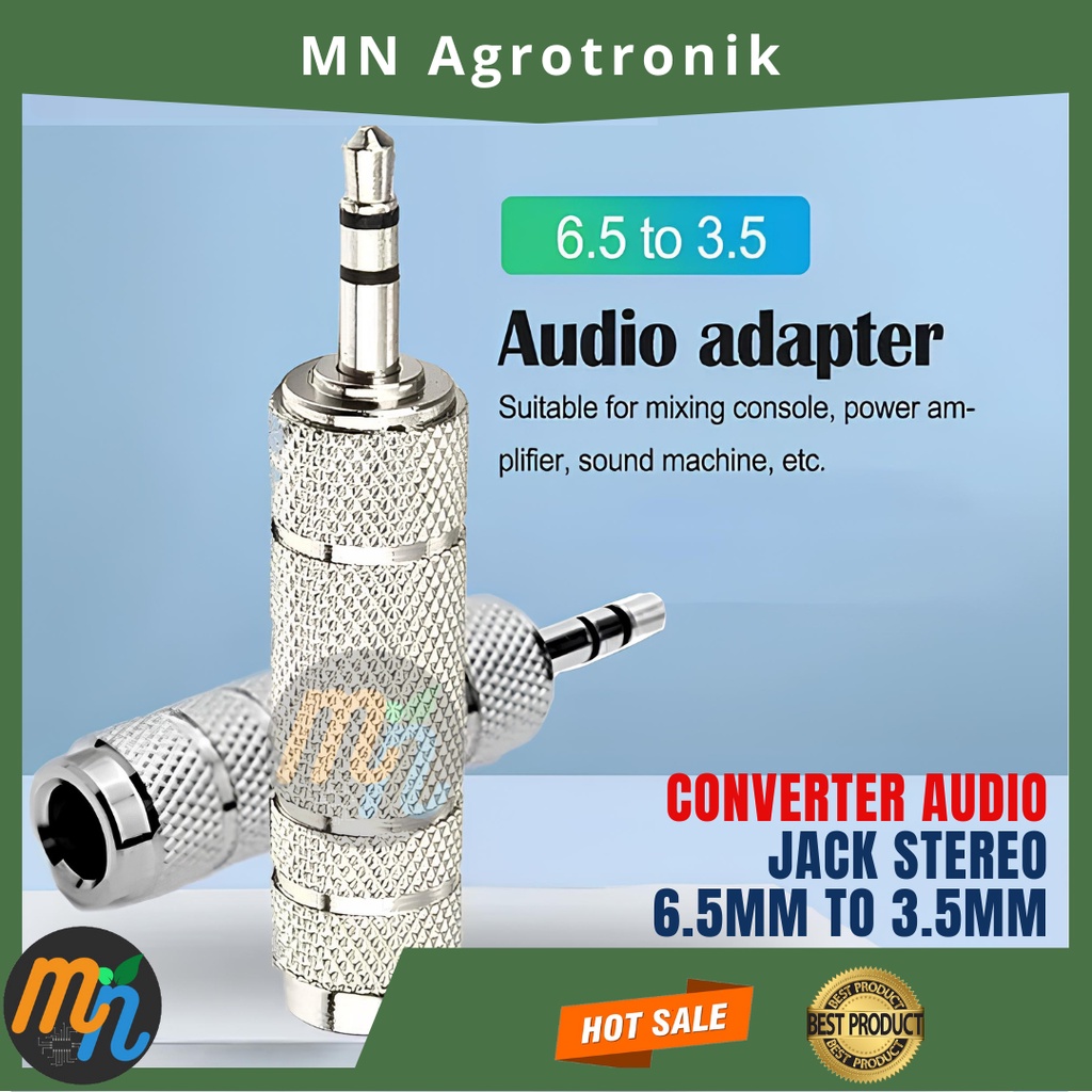 Jual CONVERTER AUDIO JACK STEREO 6.5MM TO 3.5MM - JACK COVER BK BESI ...