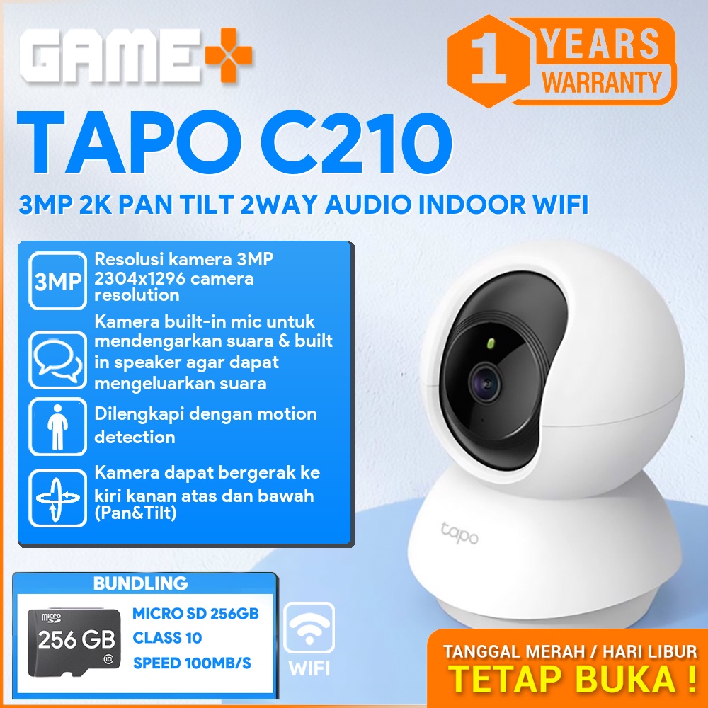 Jual TP-LINK TAPO C210 3MP 2K PAN TILT 2WAY AUDIO INDOOR WIFI CAMERA RESMI FREE MICRO SD 256GB ...