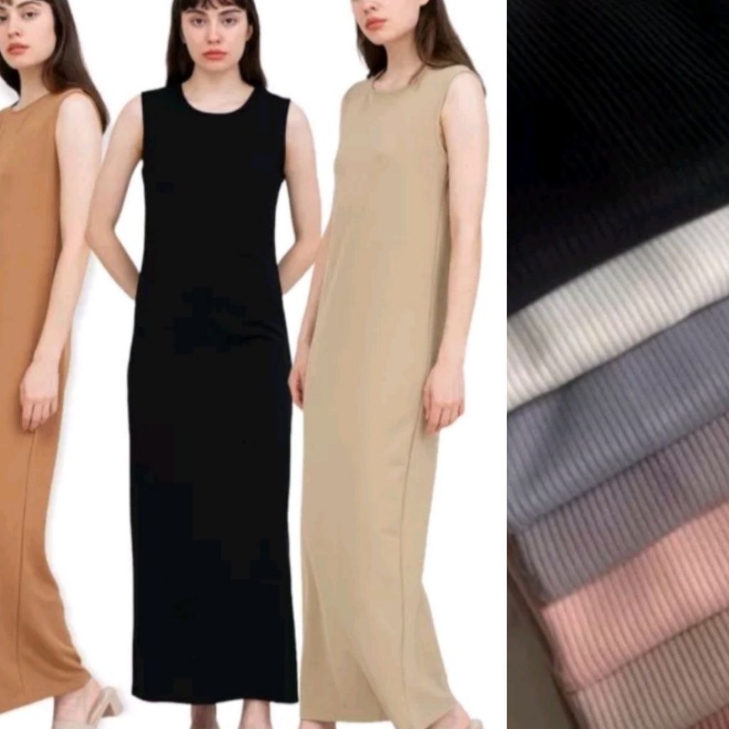 Jual Alya Inner Dress Knit / Inner Span Dress / Dalaman Polos Tanpa ...