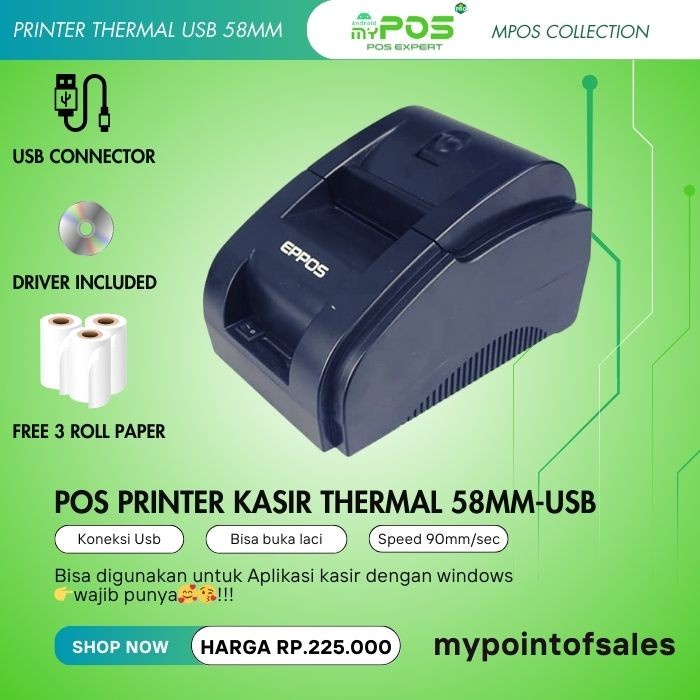 Jual POS PRINTER KASIR THERMAL 58MM - USB | Shopee Indonesia