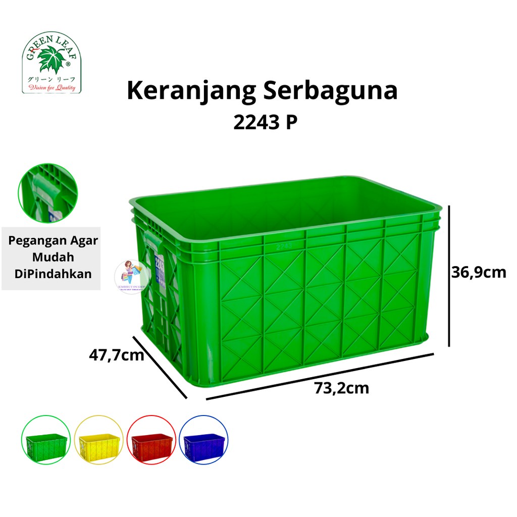 Jual Keranjang Industri Container Box Bak Air 2243 P Green Leaf ...