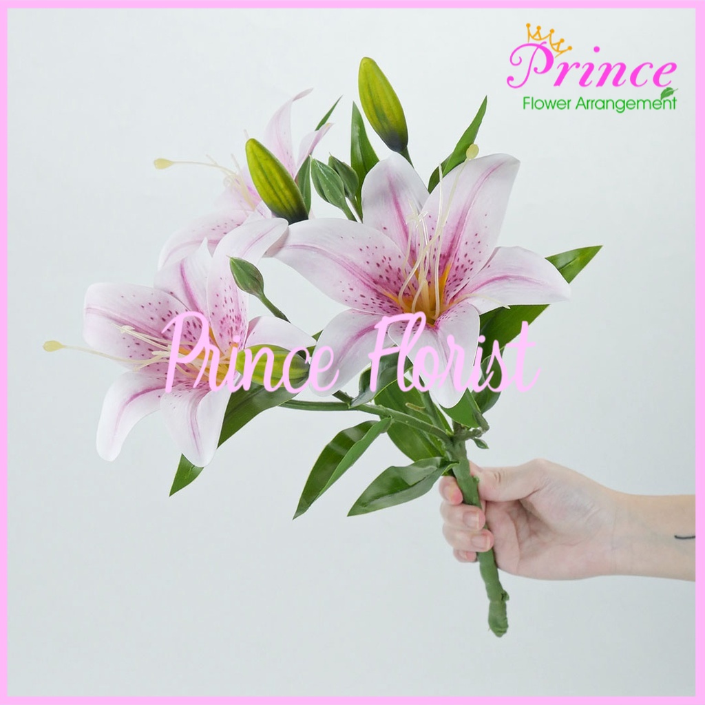 Jual Bunga Lily Latex Cabang 3 Bunga lili Palsu Bahan Lateks Artificial ...