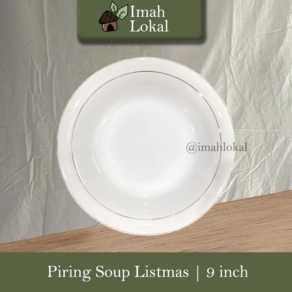 Jual 12 pcs Piring Makan SOUP Lucky Keramik List Mas 23cm 9inch ...