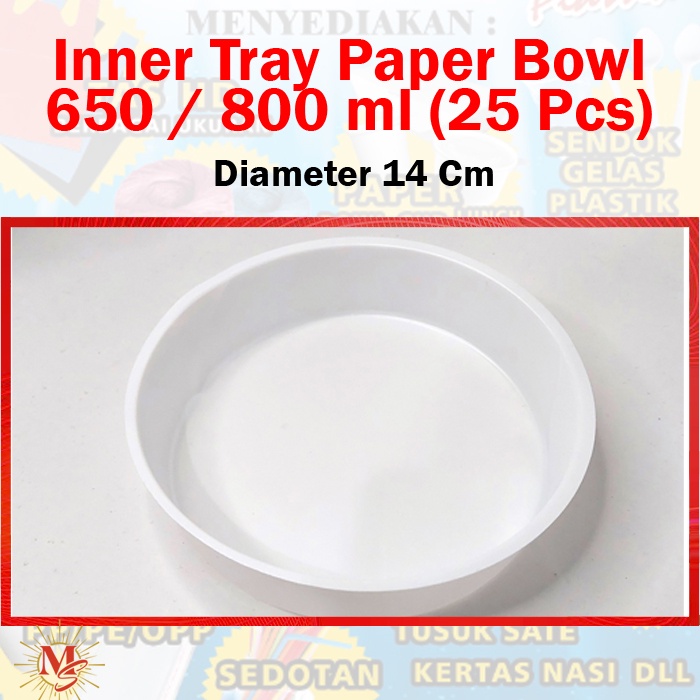 Jual Inner Tray Paper Bowl - Tray Mangkok Kertas 650 / 800 Ml (25 Pcs ...