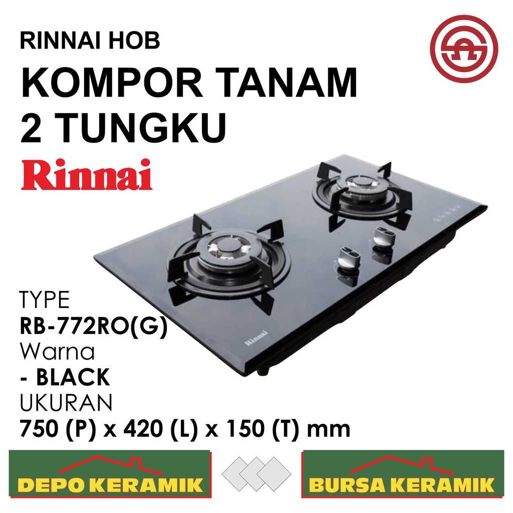 Jual Kompor tanam HOB 2 tungku gas RINNAI RB 772 RO (G) | Shopee Indonesia
