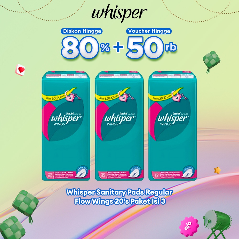 Jual Whisper Sanitary Pads Regular Flow Wings 20's Paket Isi 3 | Shopee ...