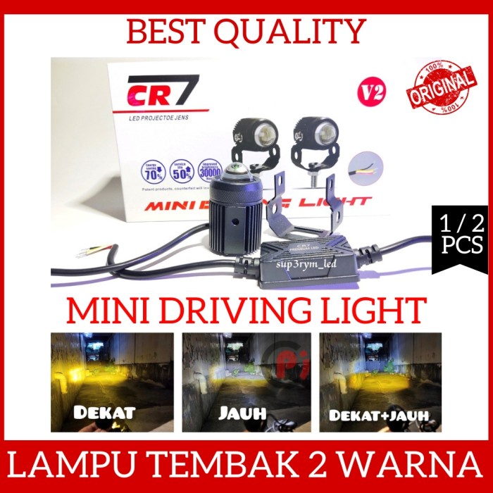 Jual CR7 Lampu Tembak Laser 2 Warna Hi Low Kipas V2 LED Mini Driving ...