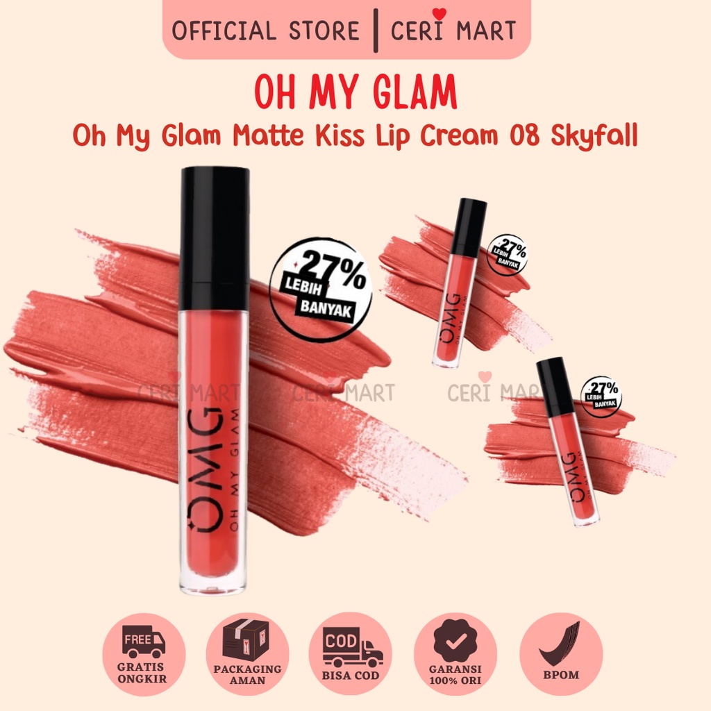 Jual OMG OH MY GLAM Matte Kiss Lip Cream 08 Skyfall 3.5 g - Lip Cream Matte Dengan Warna Intense ...