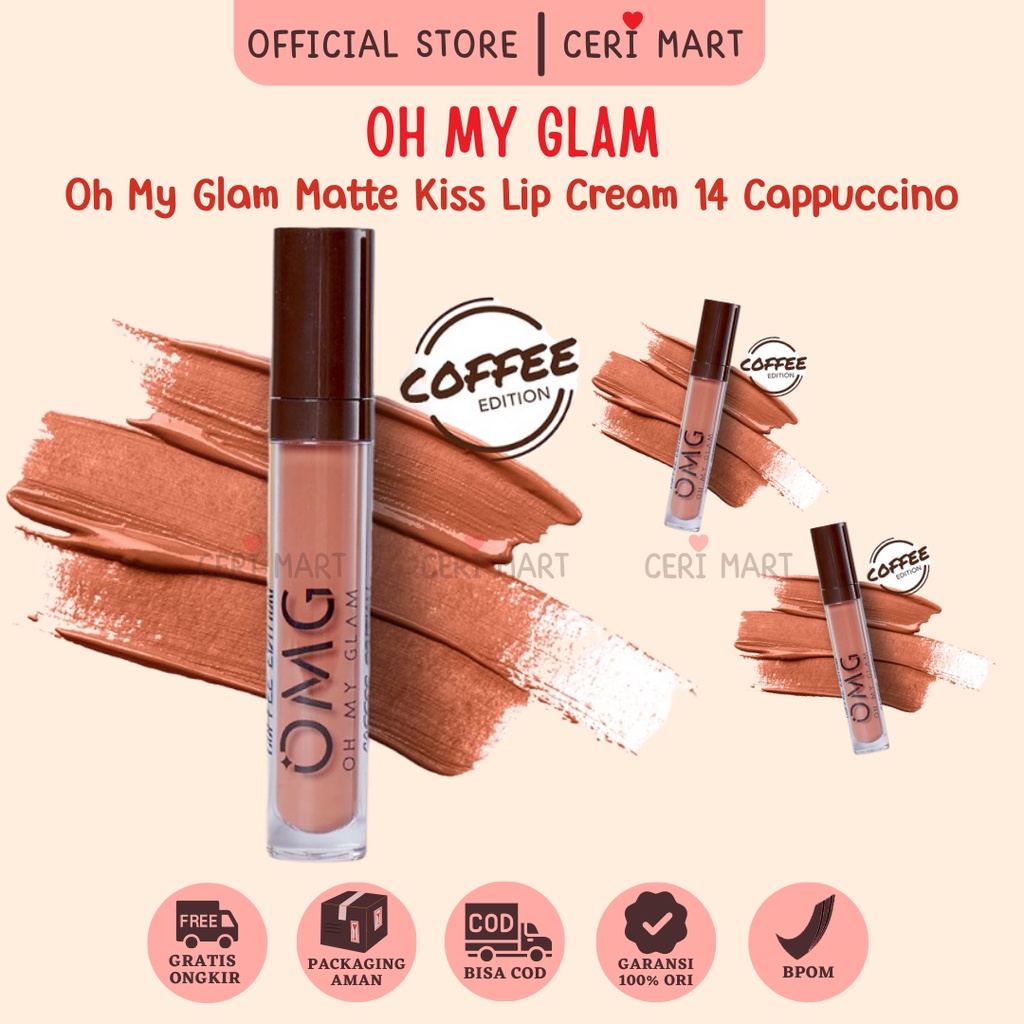 Jual OMG OH MY GLAM Matte Kiss Lip Cream 14 Cappuccino 3.5 g - Lipstick ...